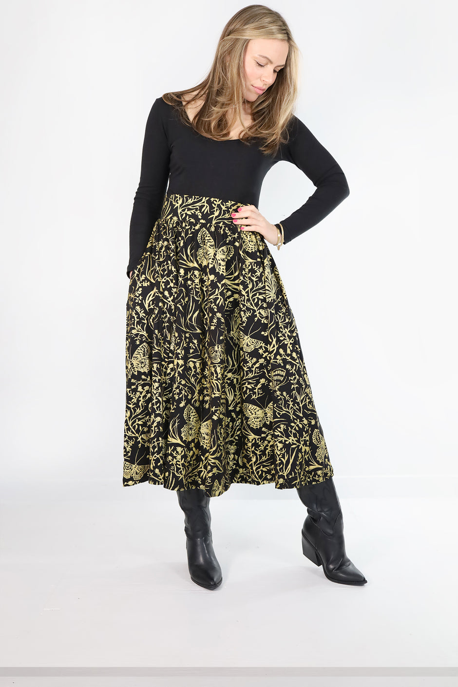 Gold on Black Moth Petra Skirt