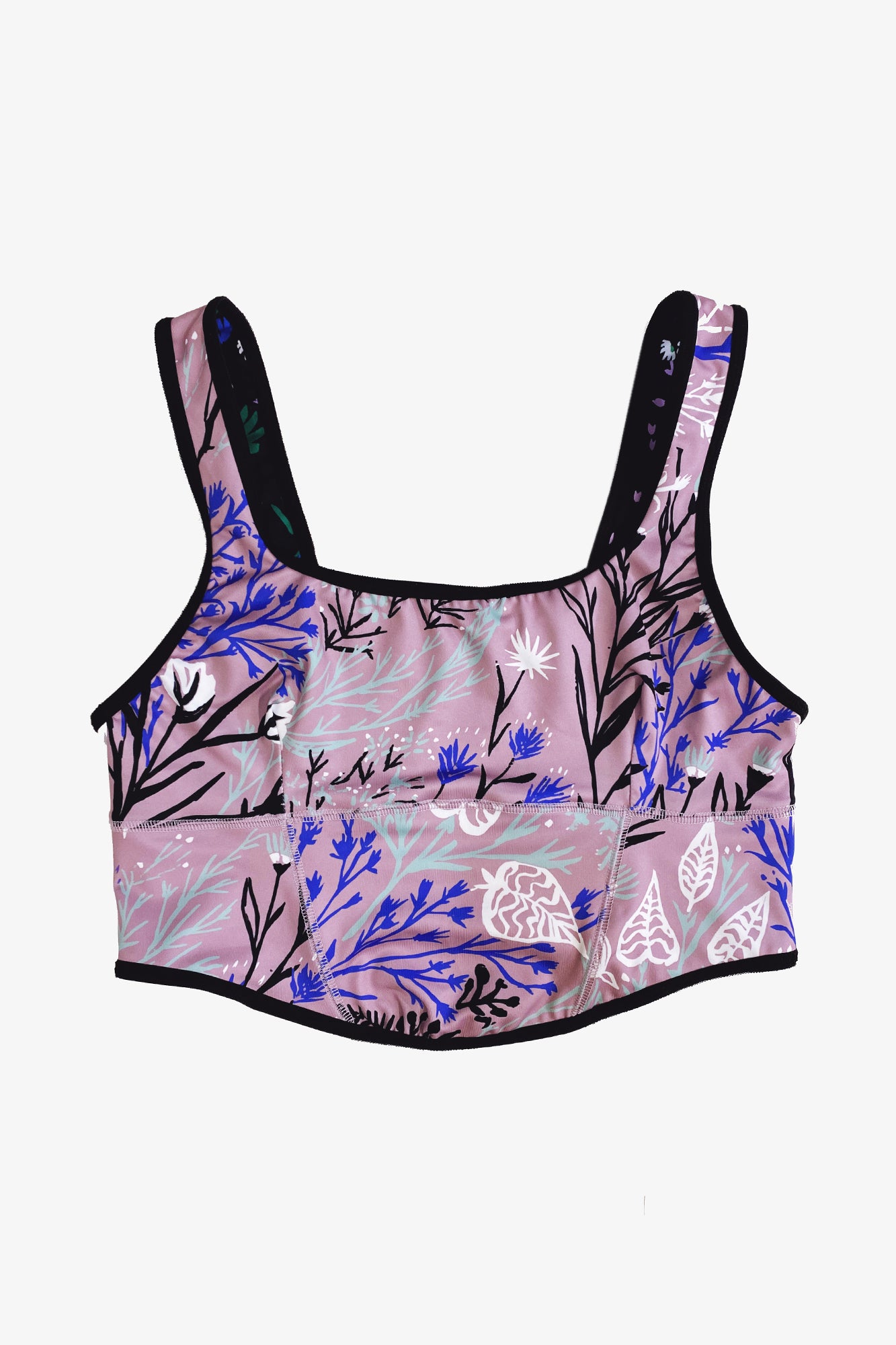 Reversible Patchwork Swim Corset in Peyote and Wandering Floral Prints ...
